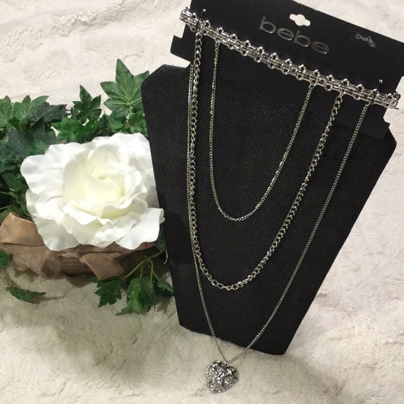 bebe | Jewelry | Nwt Bebe Silver Multi Strand Choker Chain 4 | Poshmark